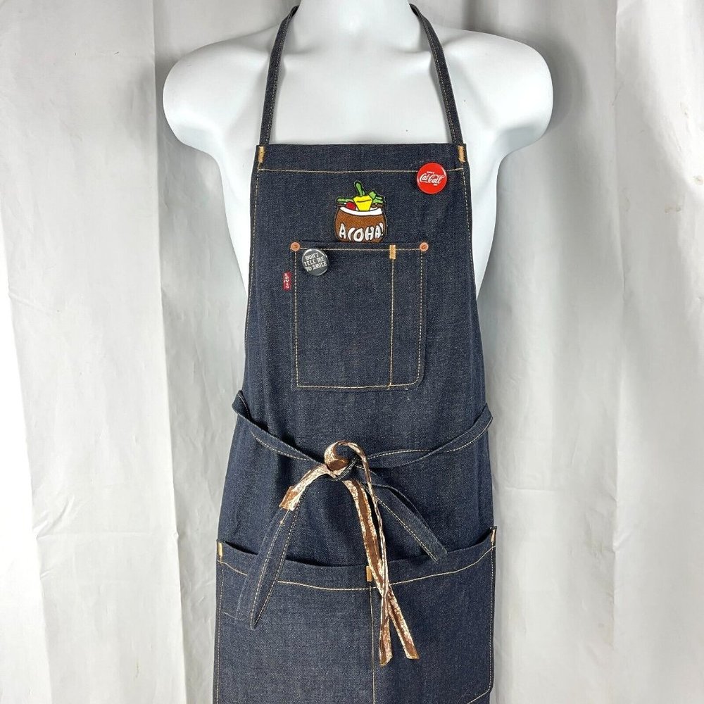Bartender Levis Dark Denim Tiki Cocktail Apron Aloha … - Gem